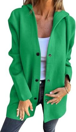 TOMWELL Sweat à Capuche Longue Femme Manches Longues Rétro Casual Outwear Chaud Jacket Sweatshirts Veste Automne Hiver Couleur Unie Trench Coat Manteau A Vert