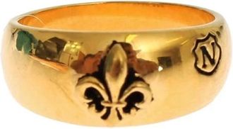 Nialaya Homme, Accessoires, Jaune, Taille: 66 MM Bague en Or Fleurdelis