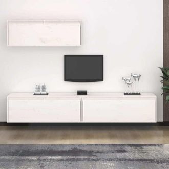vidaXL Vidaxl - 3-teiliges TV-Schrank-Set Wei&szlig;es Massivholz Kiefer