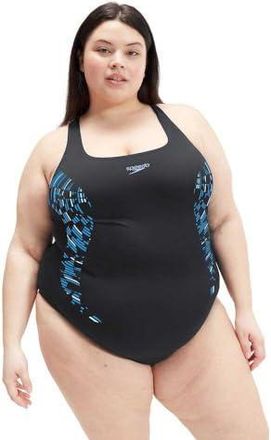 Speedo Maillot de Bain Femme Grande Taille médaillé | Maillots de Bain Grandes Tailles, Noir/Cobalt véritable/Bleu Curieux, 70