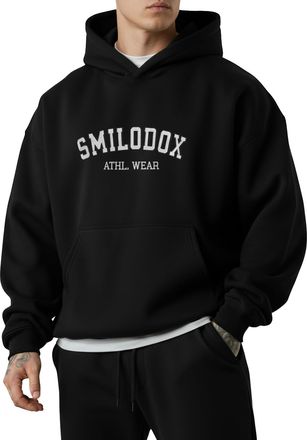 Smilodox Hoodie Herren Kayson, Oversize Kapuzenpullover mit Frontprint, gro&szlig;e Kapuze Sweatshirt, K&auml;ngurutasche, weicher Stoff, Warmer Pulli ideal f&uuml;r f&uuml;r Stree