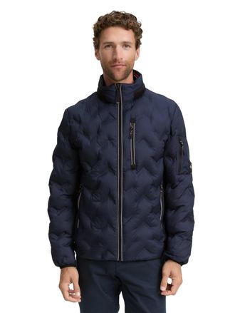 Tom Tailor Herren Hybrid Steppjacke mit verstaubarer Kapuze