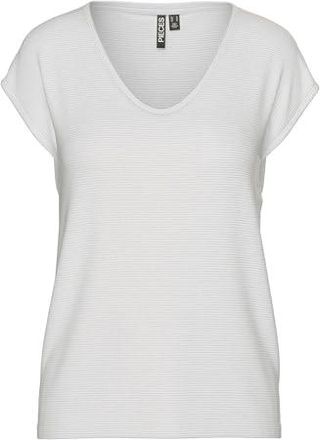 Pieces Pcbillo Tee Lurex Stripes Noos, T-Shirt Femme, Blanc (Bright White Detail:Gold Lurex), 44 (Taille fabricant: X-Large)