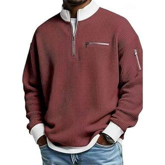 Generic Sweat &agrave; fermeture &eacute;clair contrast&eacute;e &agrave; col montant d&eacute;contract&eacute; pour homme 2026, bordeaux, 4XL