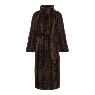Cesare Gaspari Geflochtener Kunstpelzmantel Sierra - - Coats - Damen - Braun - S