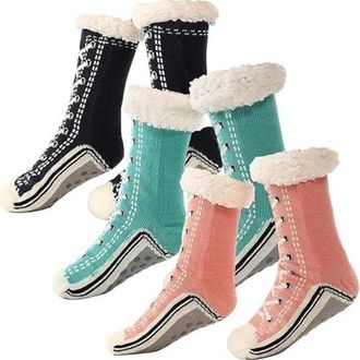 Generic Accordinglye Chaussons dhiver en cachemire ultra épais de qualité supérieure, confortables, antidérapantes, douces et chaudes avec semelles antidérapa