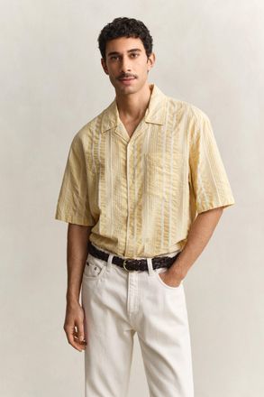 GANT Herren Seersucker Kurzarm-Hemd (XXXL) LIGHT MUSTARD Gelb