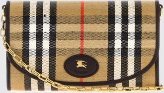 Burberry Mini sac bandouli&egrave;re Highlands en toile check avec logo EKD