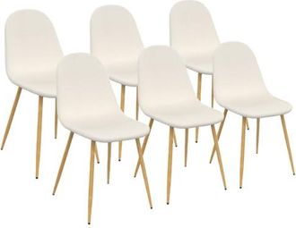 IDMarket Lot de 6 chaises Dari en Tissu Bouclette pour Salle &agrave; Manger