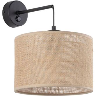 Licht-Erlebnisse Licht-erlebnisse - Wandleuchte Metall Stoff E27 30 cm hoch mit Schalter Schwarz Braun Modern Wandlampe