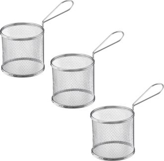 Westmark 3 Stück Servierkörbchen/Pommes-frites-Korb, rund, Füllvolumen: ø 9 x 13 cm, Rostfreier Edelstahl, Tapas + Friends, Silber, 691222E2