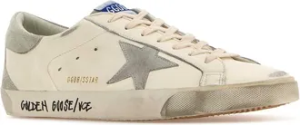 Golden Goose Mens Multicolor Leather Super Star Sneakers Whiteicegrey