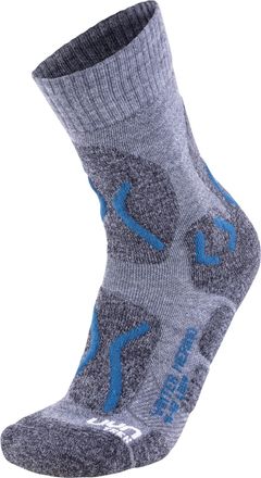UYN WINTER MERINO DAMEN TREKKINGSOCKEN, Grey Melange/Petrol Blue, 41/42