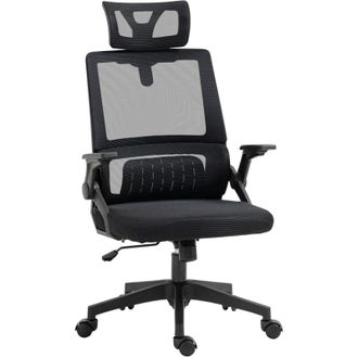 Vinsetto Vinsetto - Chaise de bureau ergonomique r&eacute;glable inclinable pivotante maille polyester noir