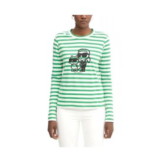 Karl Lagerfeld Ikon Stripe Langarm-T-Shirt - - Tops - Damen - Mehrfarbig - L