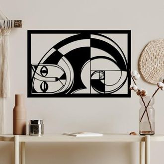 Hanah Home Stylish Black Decorative Metal Wall Accessory, 56 x 36.5 cm | 100% Metal, 1.5 mm Thickness | Perfect for Modern Home Decor & Art Display