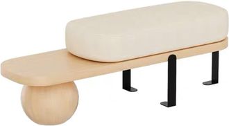 Generic Schuhbank mit Sitzfl&auml;che Massivholzrahmen Belastbarkeit 200 Kg Sitzbank mit Stauraum Sitzfl&auml;che aus Wollflor f&uuml;r Eingangsbereich, Wohnzimmer(Natural,1