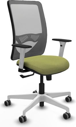 Piqueras y Crespo B&uuml;rostuhl aus Stoff, h&ouml;henverstellbar, Rollen Zulema mit wei&szlig;en und schwarzen Armlehnen, h&ouml;henverstellbare Lendenwirbelst&uuml;tze, Grau/Olivgr&uuml;n