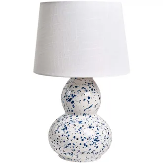 Beliani Tischlampe MACAL Keramik Wei&szlig; / Blau