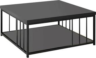 Dmora Couchtisch Ankaa, 90x90x40 cm, Schwarz, Zeitschriftenfach