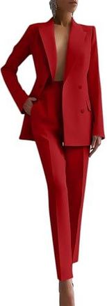 TOMWELL Tailleur Femme 2 Pièces Elegant à Manches Longues Slim Fit Blazer Veste Formel Bureau Travail Pantalon Costumes Revers Manteau Ensemble Blazer OL Coul