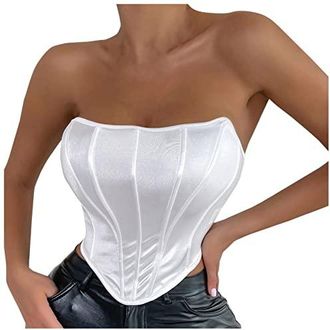 Generic Soutien-gorge 2026 pour femme - Lingerie corset en dentelle florale - Brassi&egrave;re - D&eacute;bardeur court, blanc, S