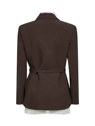 Blanca Vita Womens Belted Blazer Goody Mocha Brown Viscose Jacket