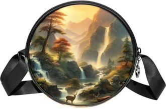 Generic Petit sac &agrave; bandouli&egrave;re Circle pour femme, petit sac &agrave; bandouli&egrave;re avec fermeture &eacute;clair, bretelles r&eacute;glables, sac &agrave; main rond d&eacute;contract&eacute; pour femmes