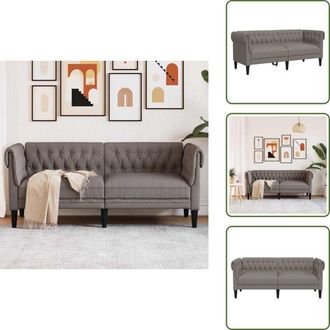 vidaXL The Living Store - Chesterfield-Sofa 2-Sitzer Taupe Stoff - Chesterfield Sofa - Couch - Sessel - Wohnzimmer Dekoration - Tapete Grau