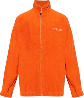 Versace unisex, Sweatshirts et sweats &agrave; capuche, Orange, Taille: M Cotton-Terry Jacquard Zip SweaT-shirt