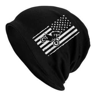 Generic Unisexe Bonnet dhiver Motocross avec Drapeau Am&eacute;ricain Bonnets De Ski Classique Hiver Chapeaux Mode Bonnet &Agrave; Revers pour Patinage Course Quotidien