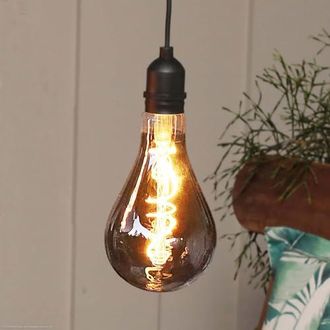 Hellum Lampe à suspendre avec pile et télécommande outdoor, A100 10 x 20cm, ampoule smoky avec pile, lampe à suspendre rétro dimmable pile, lampe à suspendre