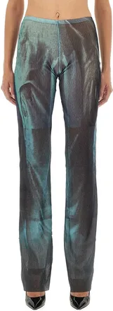 Jean Paul Gaultier Mesh Polyamide Trousers - Blue