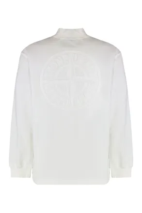 Stone Island Mens Cotton Jersey Oversized T-Shirt With Long Sleeves White T-Shirts And Polos
