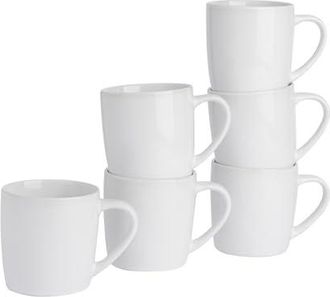 Argon Tableware Rink Drink Argon Tableware Lot de 6 Tasses &agrave; caf&eacute; color&eacute;es - Blanc - 350 ML - Lot de 6 Tasses &agrave; th&eacute; en gr&egrave;s c&eacute;rame Brillant, Tasses &agrave; Latte, Cappuccin