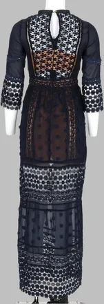 NJ Couture Lace-Trimmed Dress - Blue