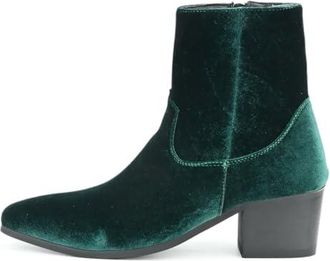 Generic Bottes Chelsea À Talons Hauts Et Fermeture Éclair Latérale pour Hommes, Bout Pointu, Talons Épais, Bottines Habillées pour Les Affaires, Les Fêtes Et 