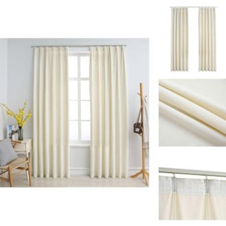 vidaXL Verdunkelungsvorh&auml;nge mit Haken 2 Stk. Samt Creme 140x245cm - Elegante Vorh&auml;nge - Samtvorh&auml;nge - Cremefarbene Vorh&auml;nge - Wohnraumdekoration