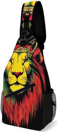 Generic Sacoche Tactique Lion Roi des Animaux Drapeau du Roi des Animaux Casual Sac &agrave; Bandouli&egrave;re Antivol Sac &agrave; Poitrine pour Cyclisme Femme Randonn&eacute;e