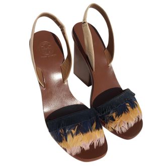 Tory Burch Block Heel Sandals Size 37.5