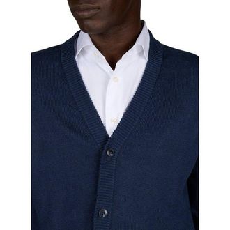 Eton Gilet boutonn&eacute; col v en lin e ten coton m&eacute;lang&eacute;s