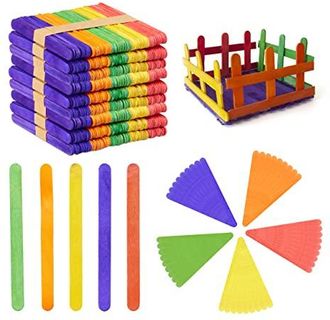 Relaxdays Holzspatel bunt, 500er Set, Holzstäbchen zum Basteln, Deko, Kinder, DIY Geschenke, HxB 11,5 x 1 cm, mehrfarbig