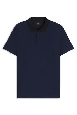 BOSS Herren C-Parlay 212 Poloshirt aus merzerisierter Baumwolle mit geometrischem Jacquard-Muster Dunkelblau L