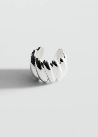 Mango featuring Kaia Gerber - Oversize-Armreif mit Strukturoberfl&auml;che in Silberoptik