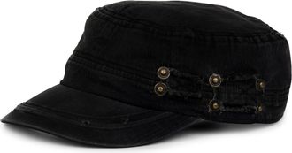 styleBREAKER Unisex Military Cap im Destroyed Vintage Look | verstellbares Army Cap aus Baumwolle | Used Look Schirmm&uuml;tze f&uuml;r Herren und Damen, Farbe:Schwarz