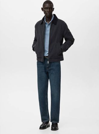 Mango Quilted jacket with corduroy collar bleu nuit - Homme - XXL - MANGO MAN