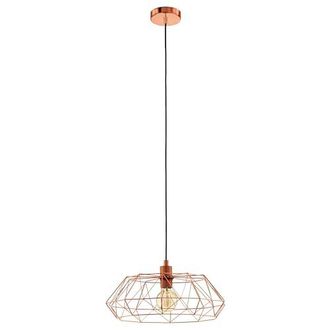 Eglo Suspension Carlton 2, lampe suspendue vintage 1 flamme, luminaire r&eacute;tro en acier, couleur cuivre, douille E27