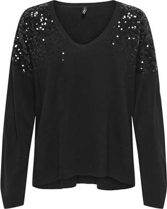 Only Pull Hiver Starry Black Black Sequins S