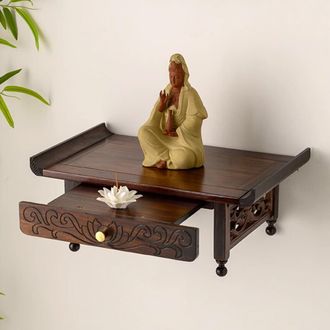 Generic Buddha-Schrein, Altartisch aus Holz, chinesischer Buddha-Nischenaltarschrank, Wandmeditationstisch mit ausziehbarer Ablagefl&auml;che, kleine Opfertische f