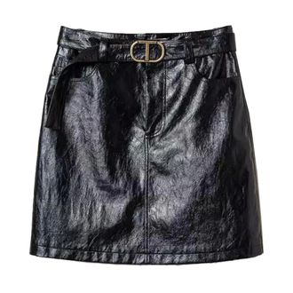 Twinset Femme, Jupes, Noir, Taille: 42 FR Jupe en simili cuir